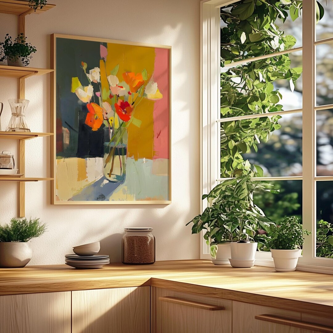 Modern Floral Wall Art Still Life, Canvas or Poster, Impressionist ...