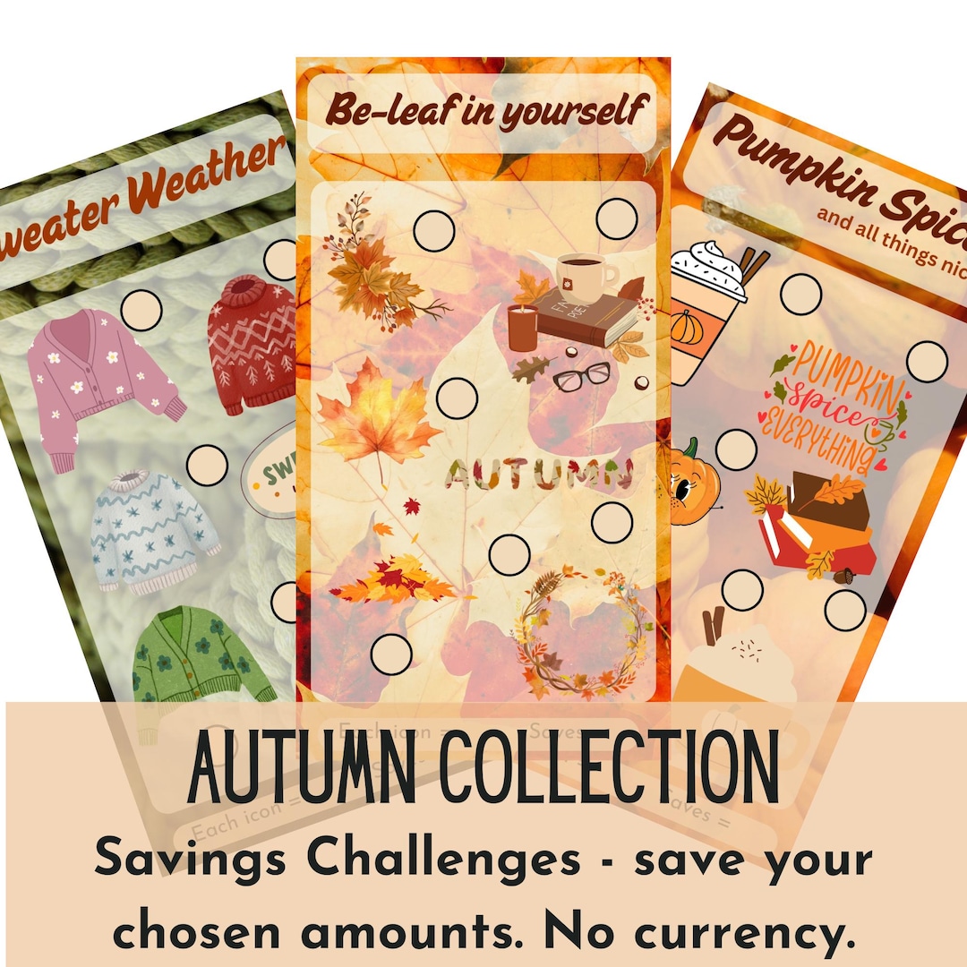 Autumn Savings Challenge – Laminated Cash Tracker, Reusable - Etsy