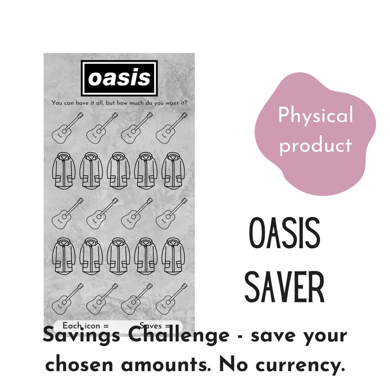 Oasis Savings Challenge Laminated Concert Savings Tracker A6 Binder ...