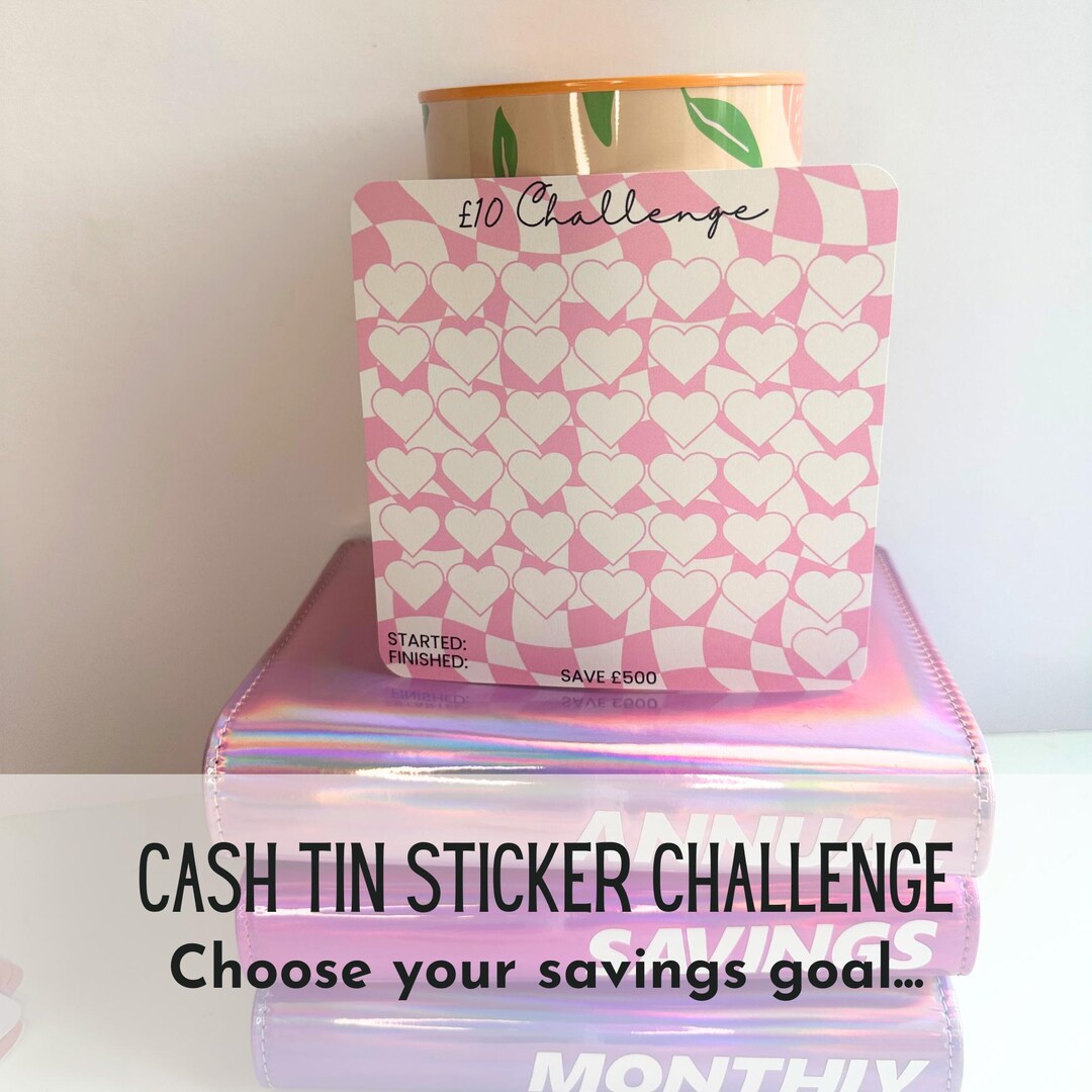 CASH TIN STICKERS | Savings Challenge Stickers | Choose Your Savings ...