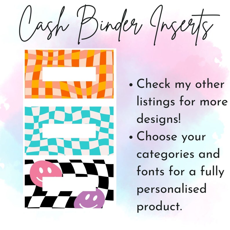 WAVY CHECK Cash Wallet Inserts - Set of 6 - Personalised or Blank ...