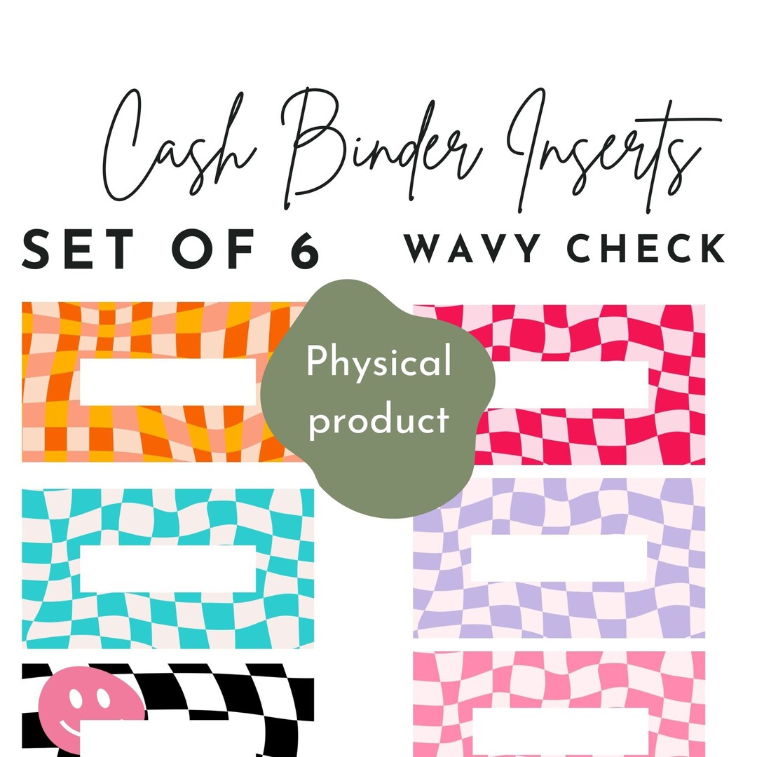 WAVY CHECK Cash Wallet Inserts - Set of 6 - Personalised or Blank ...