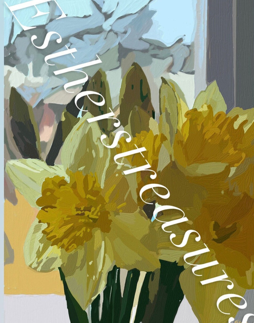 Daffodil Oil Painting Print 10x8 Inches - Etsy