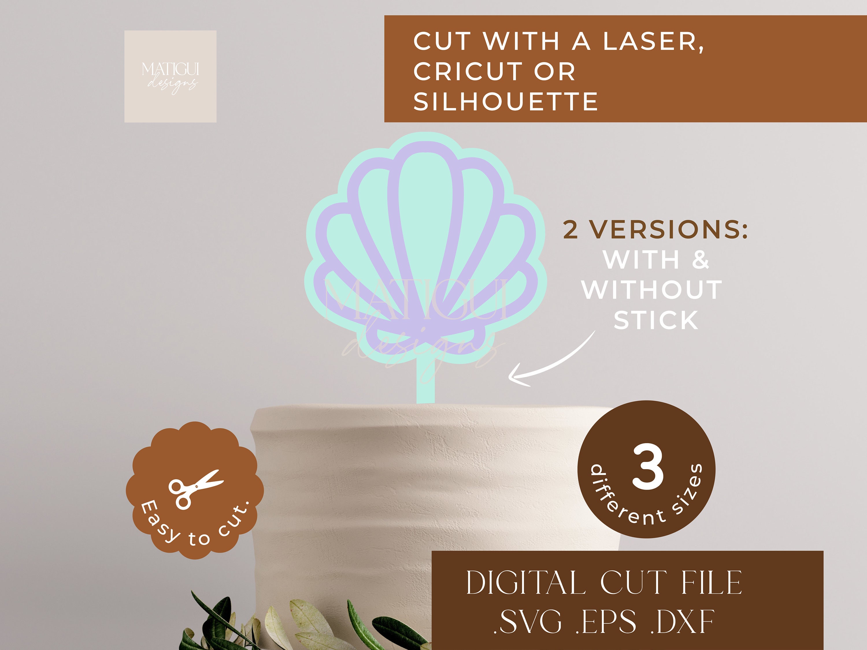 Seashell Cake Topper SVG DXF EPS, Laser Cut File, Glowforge Cricut ...