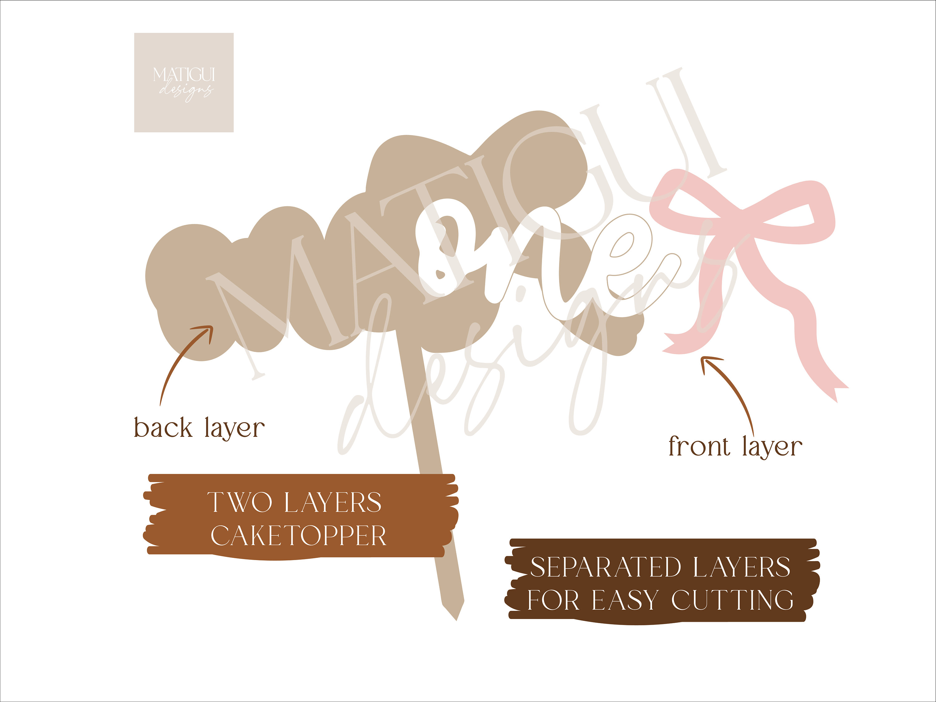 Bow One Caketopper Laser Cut File, Cake Topper Svg Eps Dfx, First ...