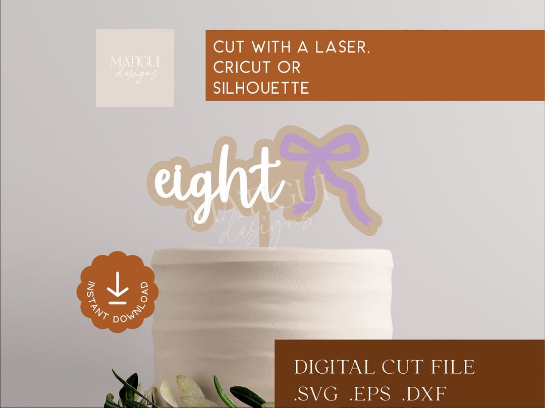Bow Eight Caketopper Laser Cut File, Cake Topper Svg Eps Dfx, Eight ...