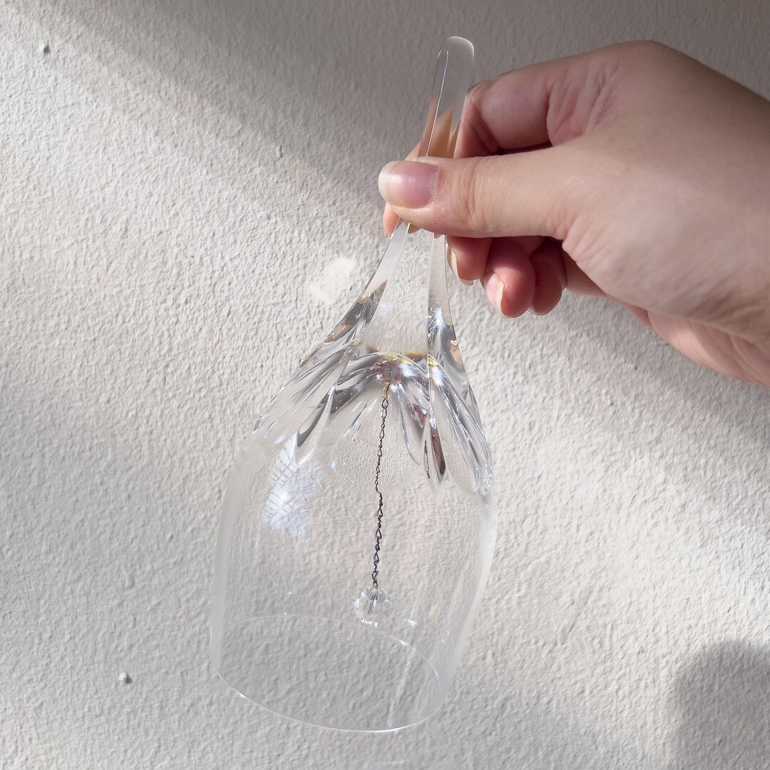 Vintage Crystal Cut Glass Bell | Minimal Style Fairy Bell | Clear Lead ...