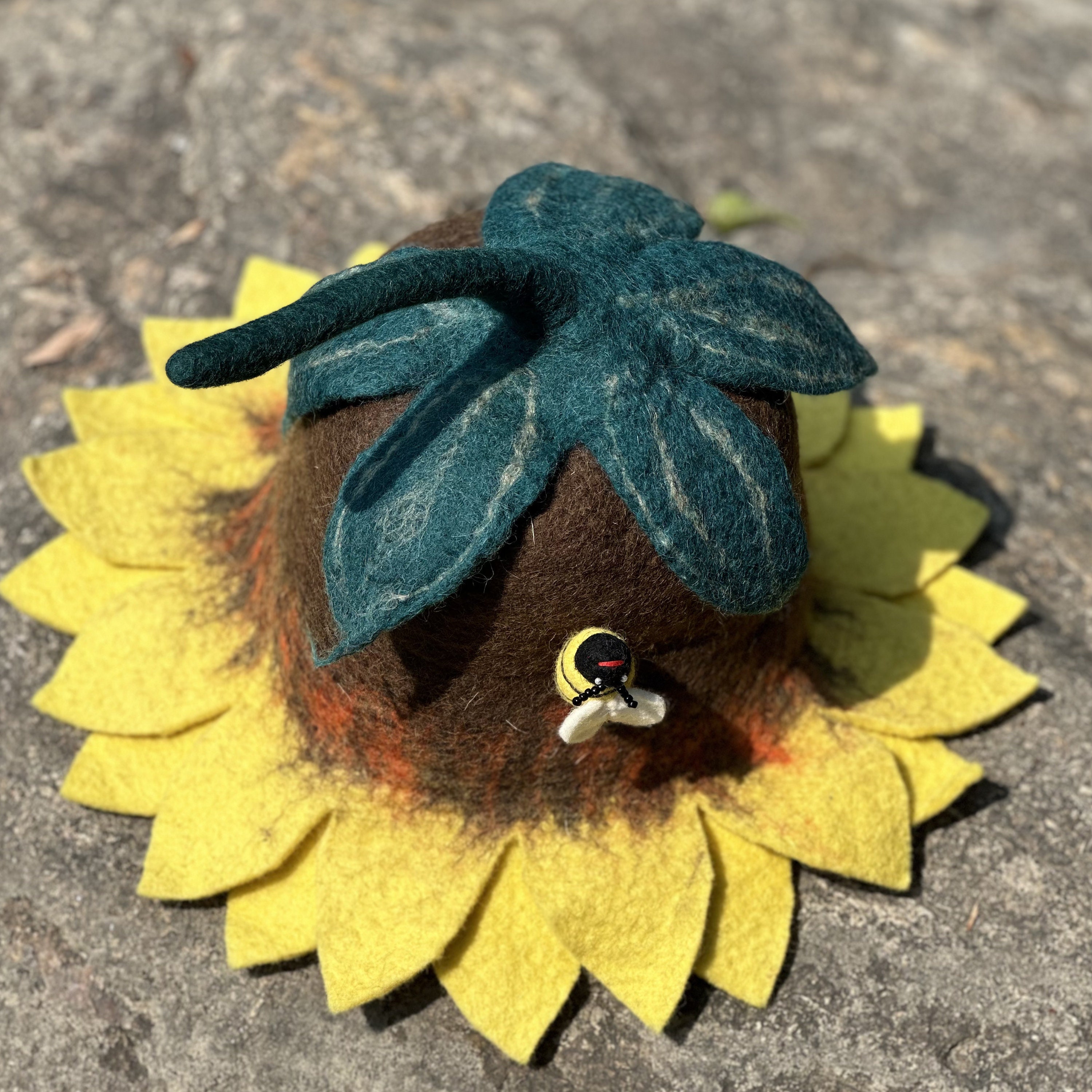 Sunflower Wool Hat, Yellowe Wool Hat, Sauna Wool Hat, Floral Wool Hat ...