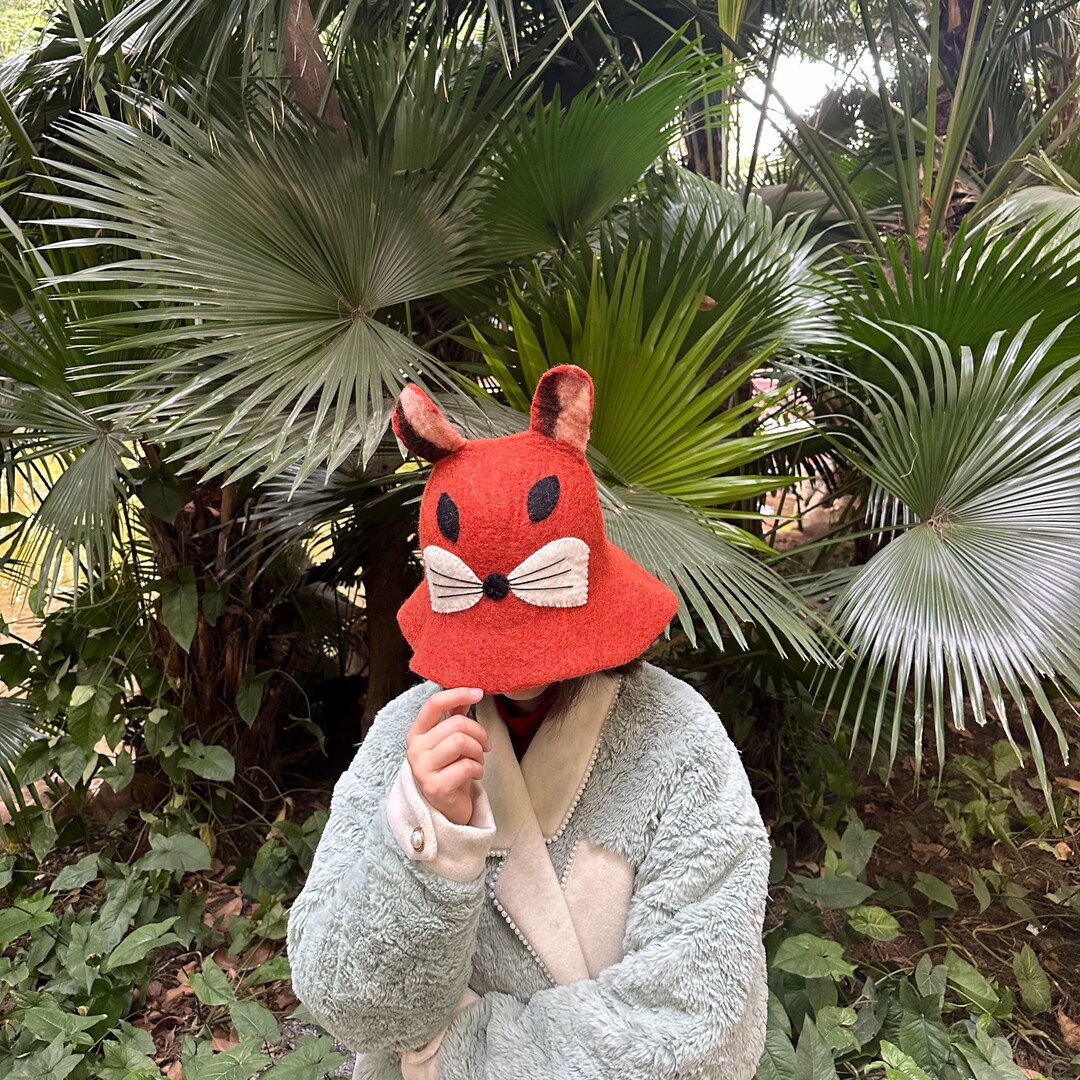 Red Wool Felted Hat, Red Fox Hat, Animal Hat, Funny Hat, Costume Hat ...