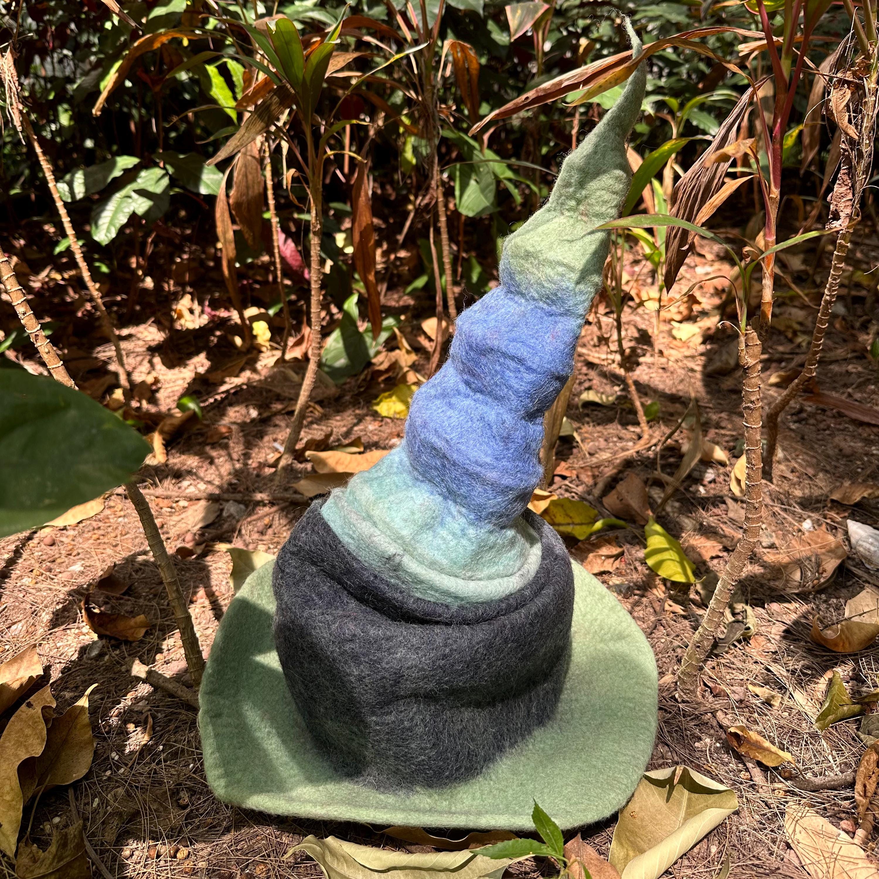 Wool Felted Colorful Witch Hat: Costume Wizard Hat, Halloween Witchy ...