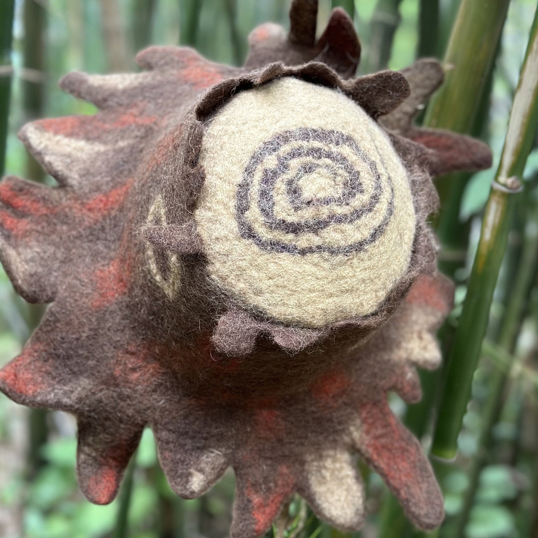 Brown Tree Wool Hat, Stump Wool Hat, Growth Ring Wool Hat, Festival ...