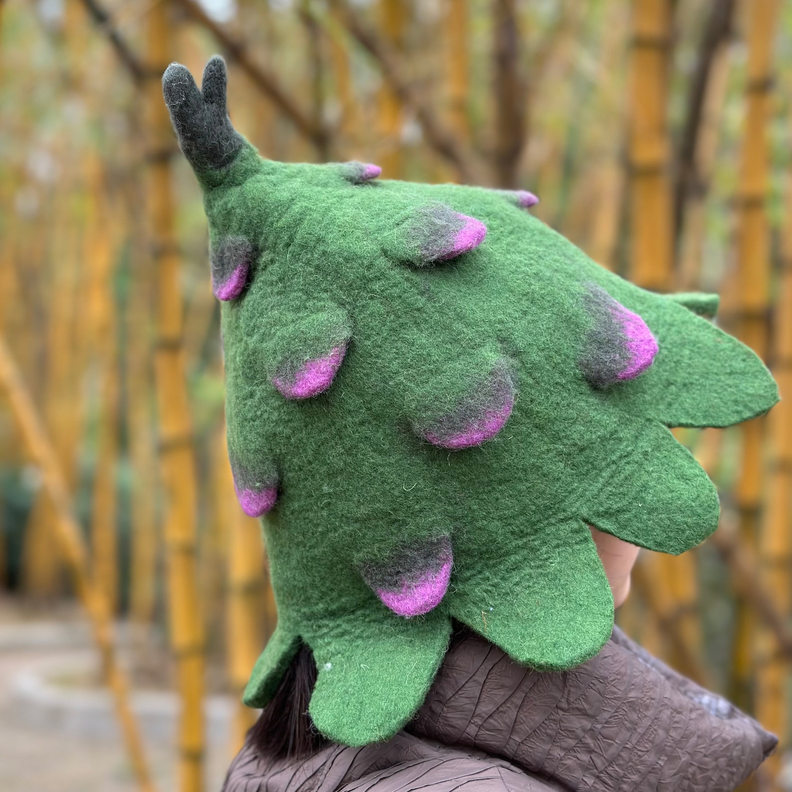 Brown Wool Hat, Green Nut Hat, Green Wool Hat, Sauna Hat, Handmade ...