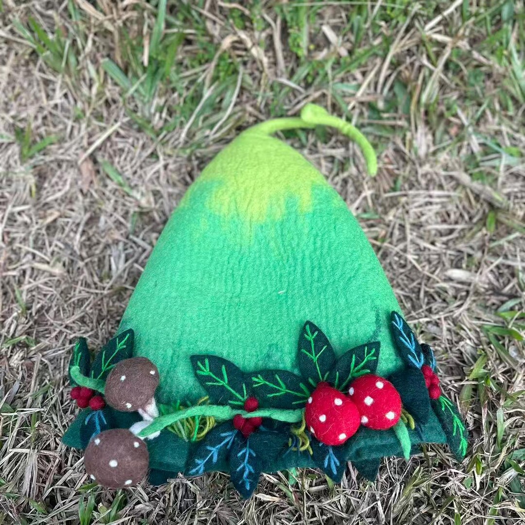 Green Wool Felted Witch Hat, Witchy Accessories for Ren Faire, Costume ...