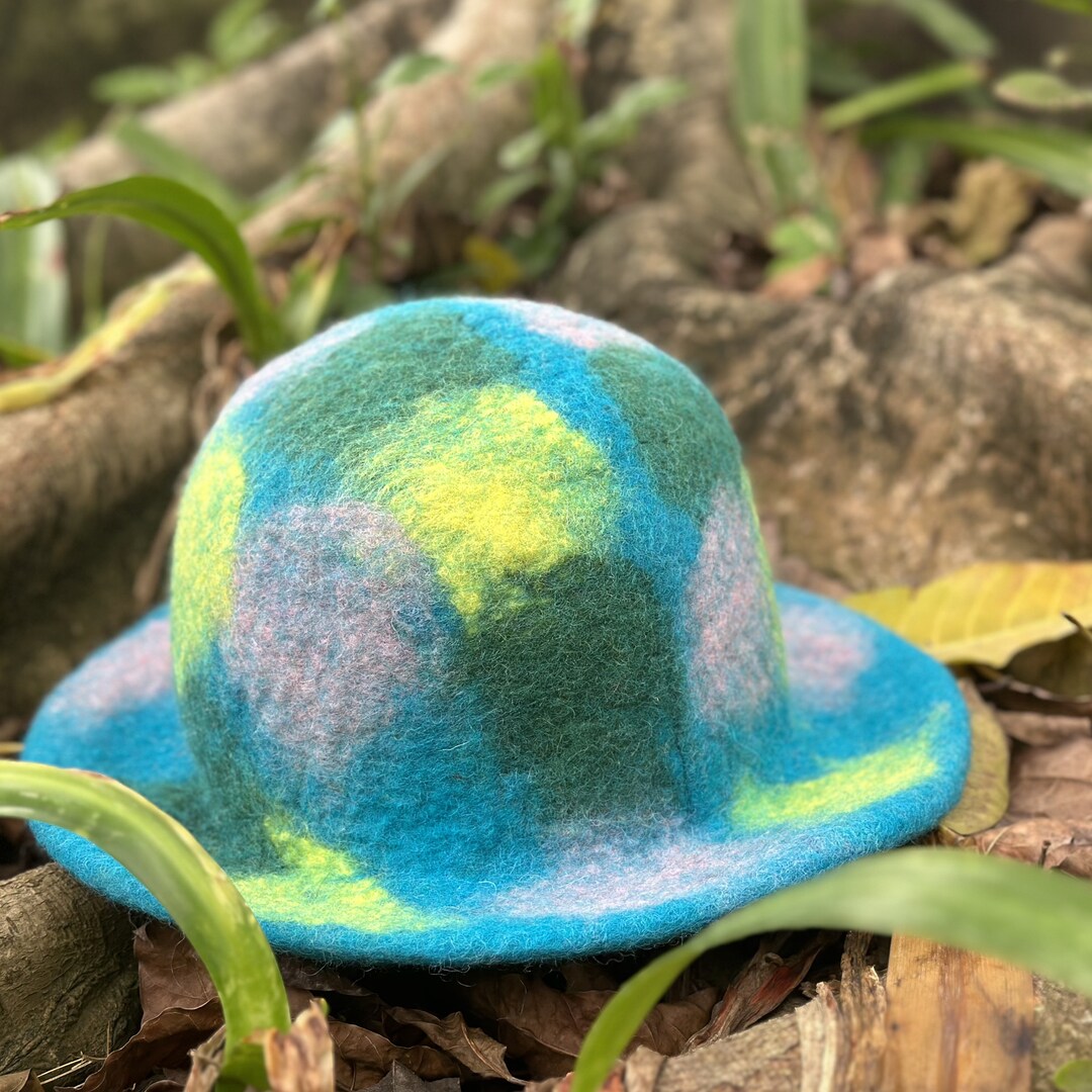 Tie Dye Wool Felt Bucket Hat: Handmade Colorful Women's Hat - Etsy