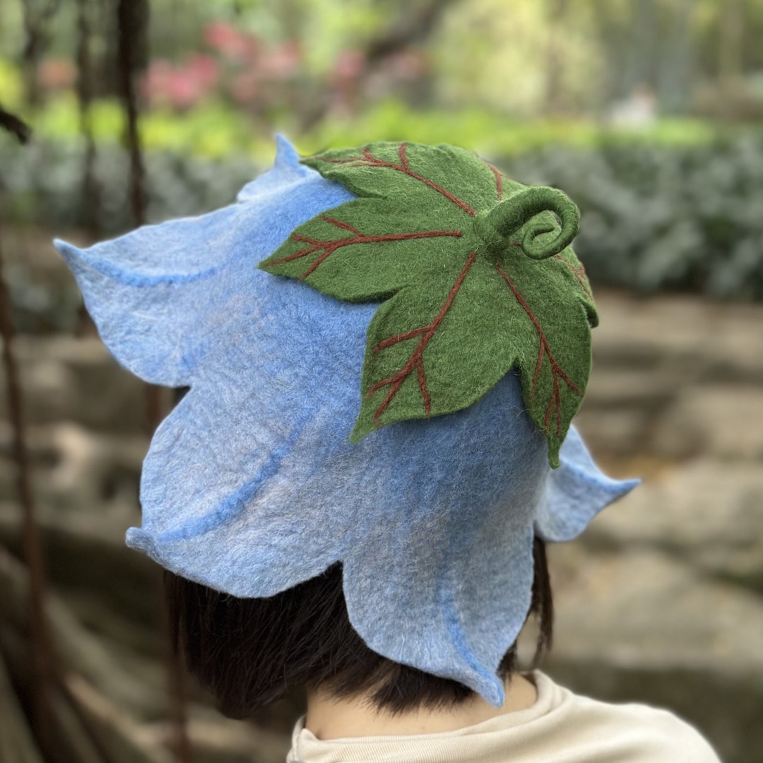 Red Datura Hat, Blue Datura Hat, Wool Felt Hat, Fairy Hat, Funny Hat ...