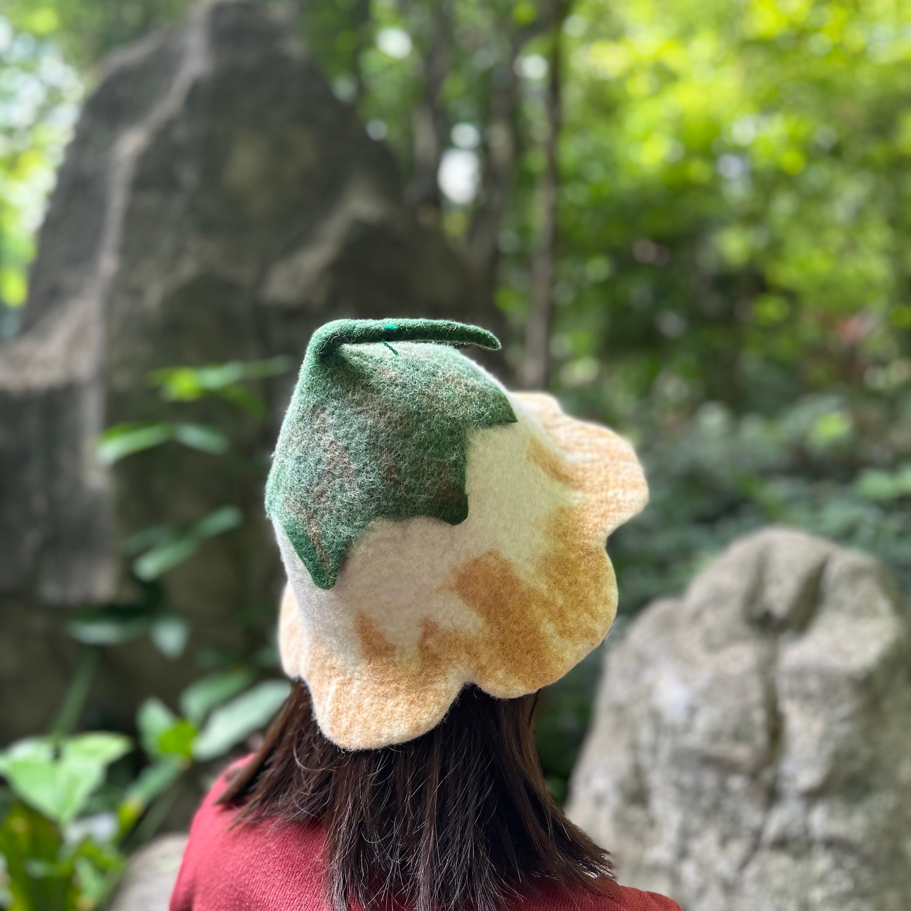 Yellow Flower Wool Felt Sauna Hat - Adult Costume Hat - Etsy