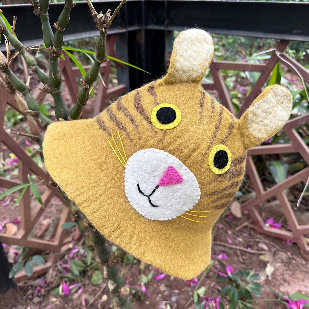Yellow Wool Felted Cat Hat: Kawaii Winter Costume, Sauna Cap, Cosplay ...