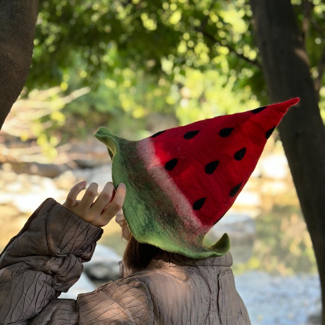 Watermelon Hat, Wool Felted Witch Hat, Fruit Hat, Tall Wizard Hat ...