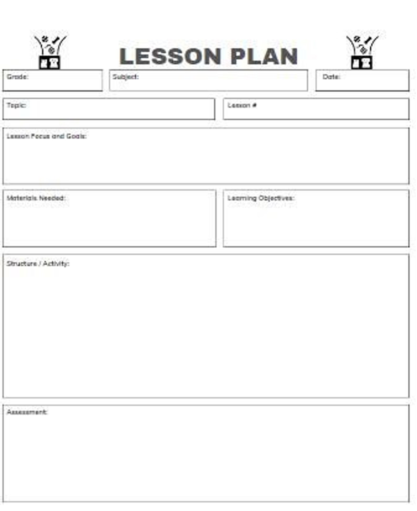 Lesson Plans - Digital Printable Pages - Etsy