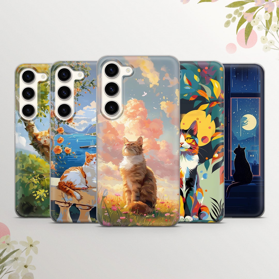 Cat on Balcony Phone Case Colorful Cat Cover for Samsung Galaxy S25edge ...