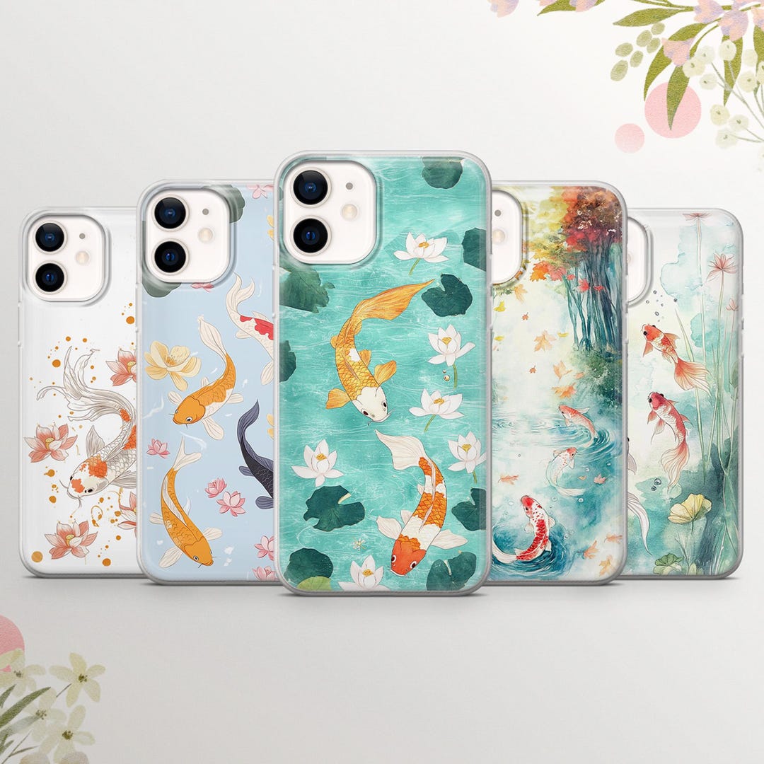 Koi Fish Phone Case: Japanese Carp Art, Clear TPU Gel - Etsy