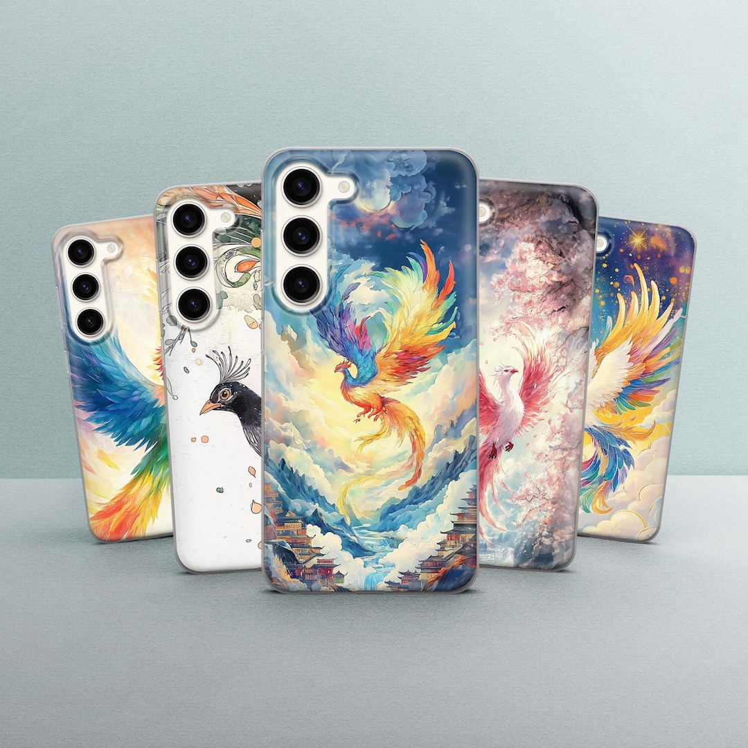 Fire Phoenix Phone Case: Mystical Bird Art, TPU Gel Cover - Etsy