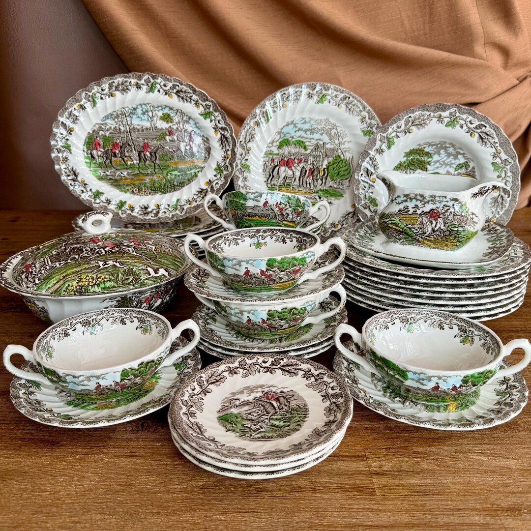 Myotts Country Life Fine Staffordshire Ware mehrfarbiger Tafelgeschirr ...