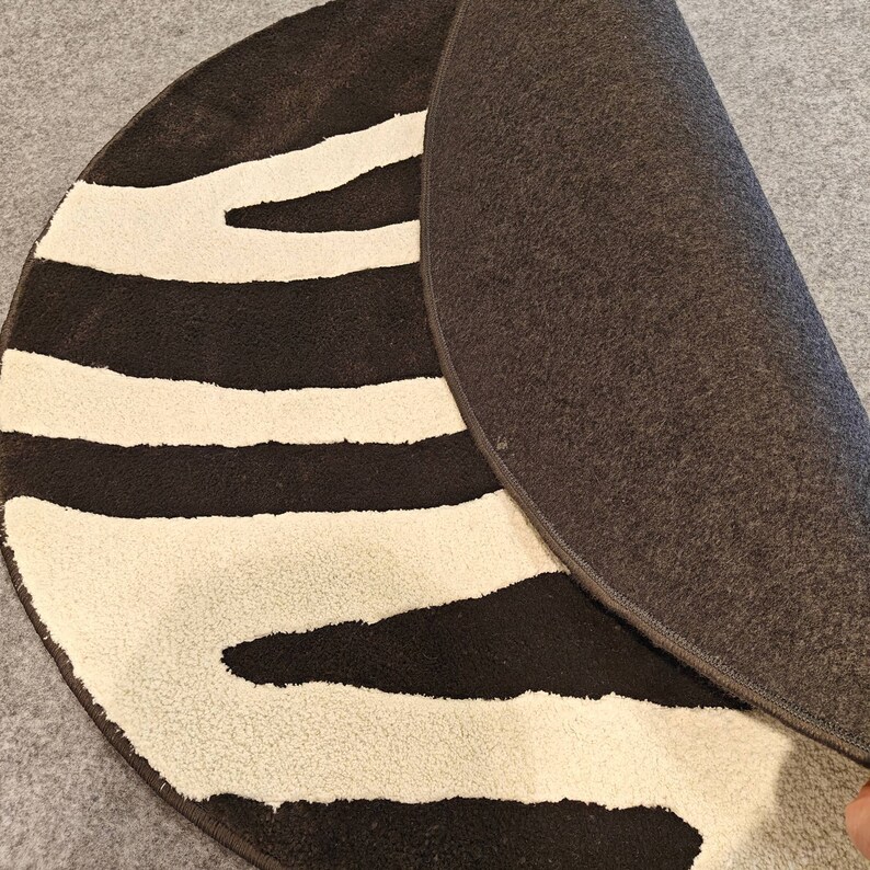 Zebra Tufted Round Rug Black-white - Etsy