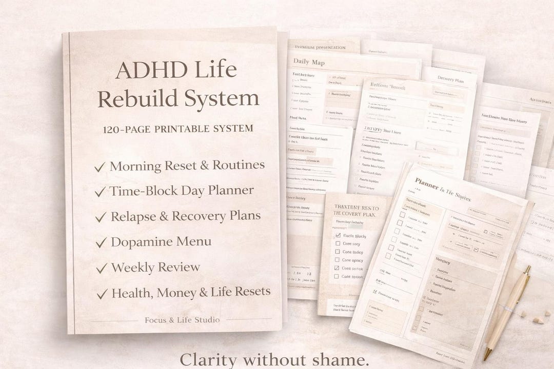 ADHD Life Rebuild System – 120 Page Printable Planner | Daily Reset ...