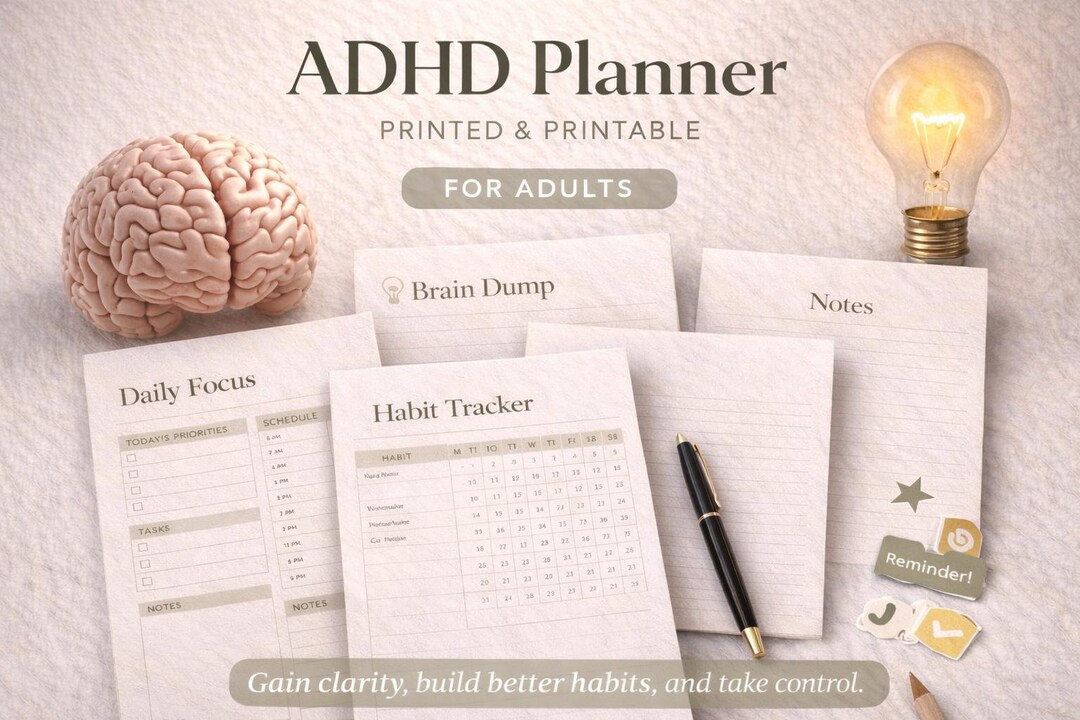 Adult ADHD Planner Printable | Calm Focus Digital Planner A4 | Daily ...