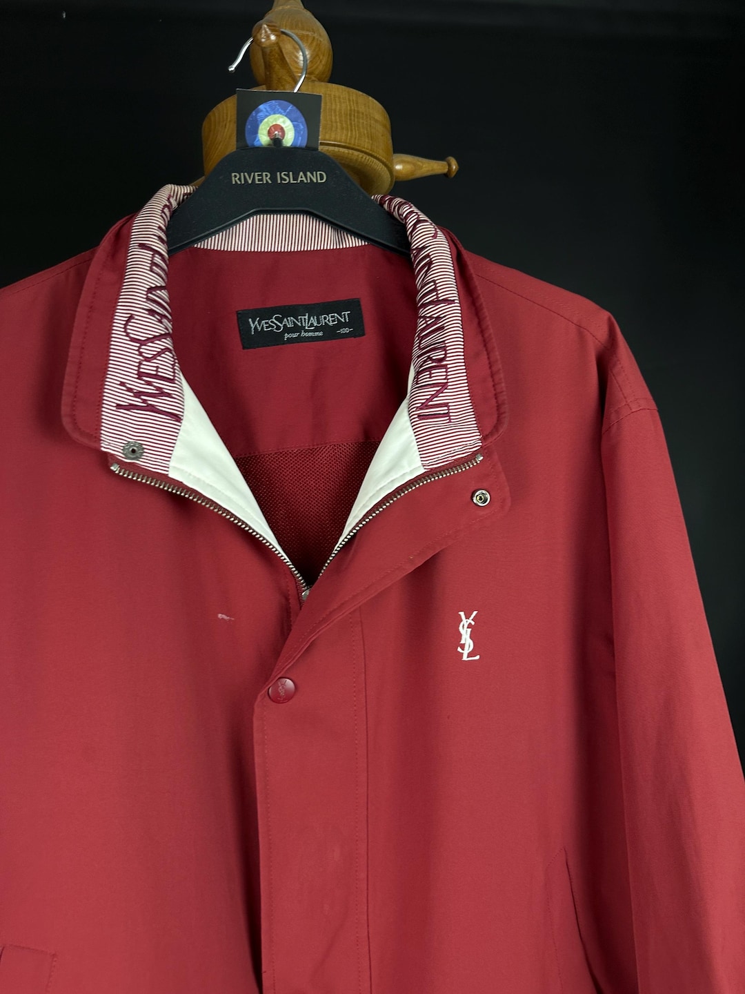 Vintage Yves Saint Laurent Red Harrington Jacket , Designer Streetwear ...