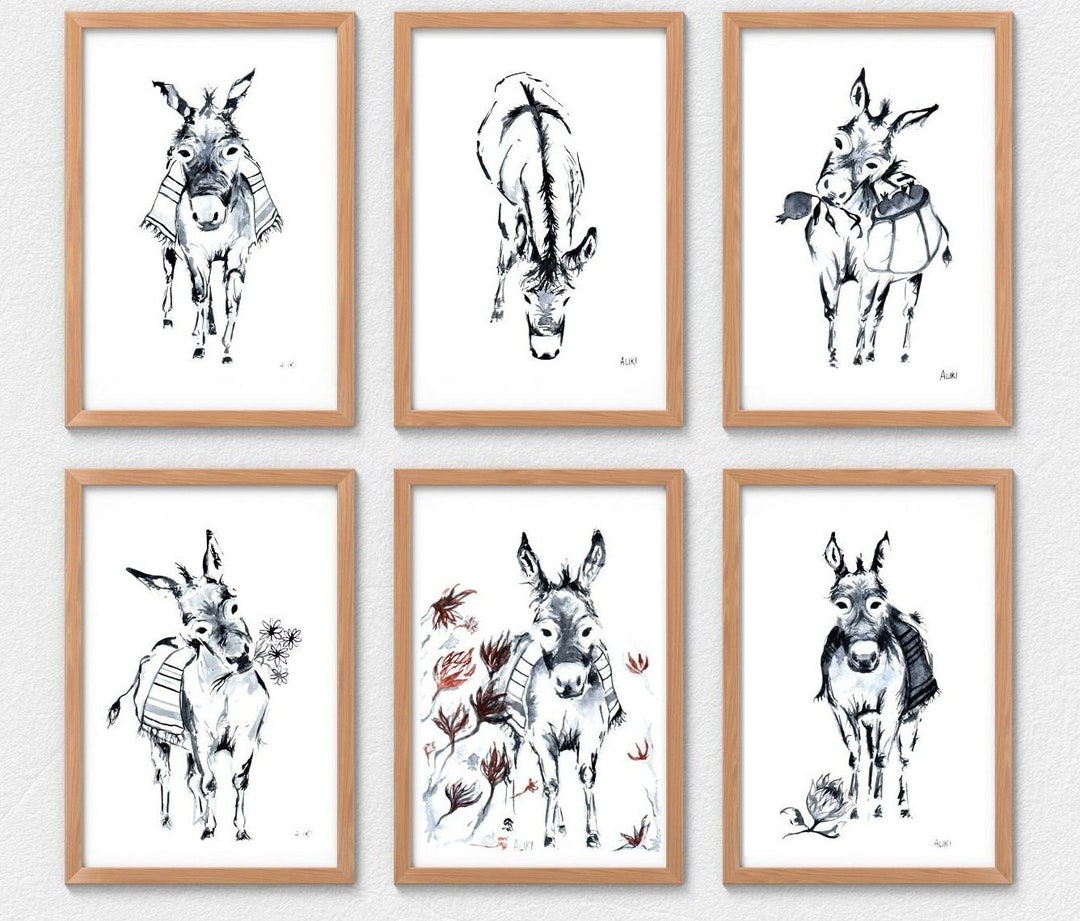 Donkey Watercolour Instant Downloadable Art Print Series donkeys - Etsy