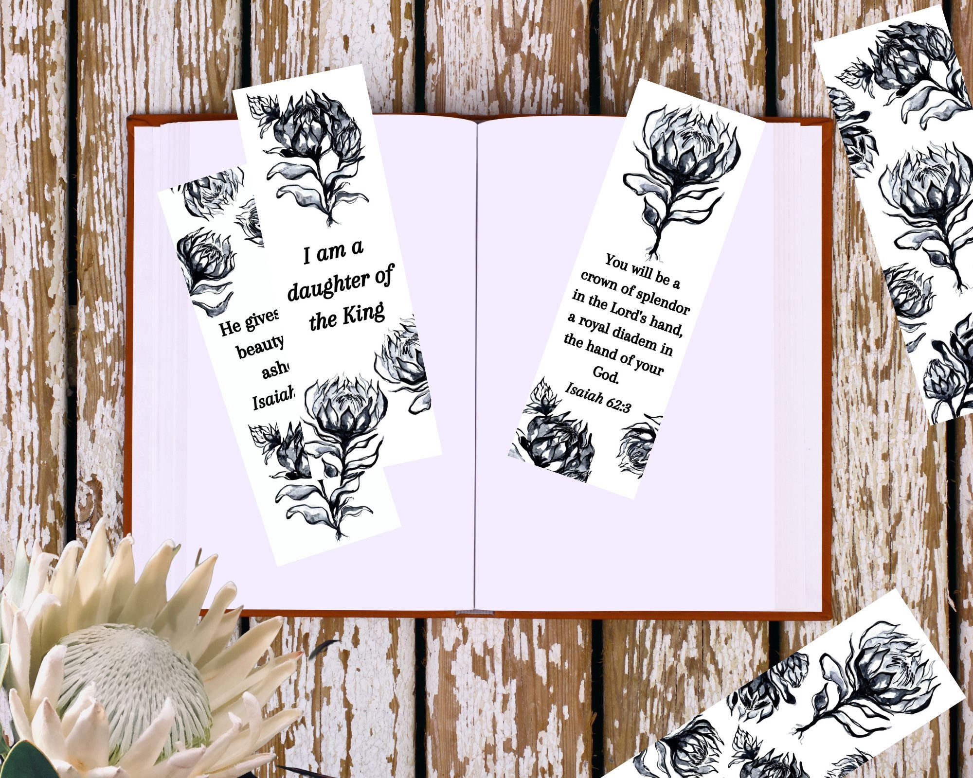 Printable Protea Themed Bookmarks Set of 5 - Etsy
