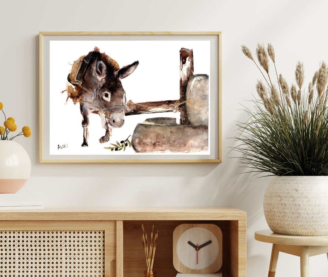 Donkey Watercolour Instant Downloadable Art Print gethsemane - Etsy