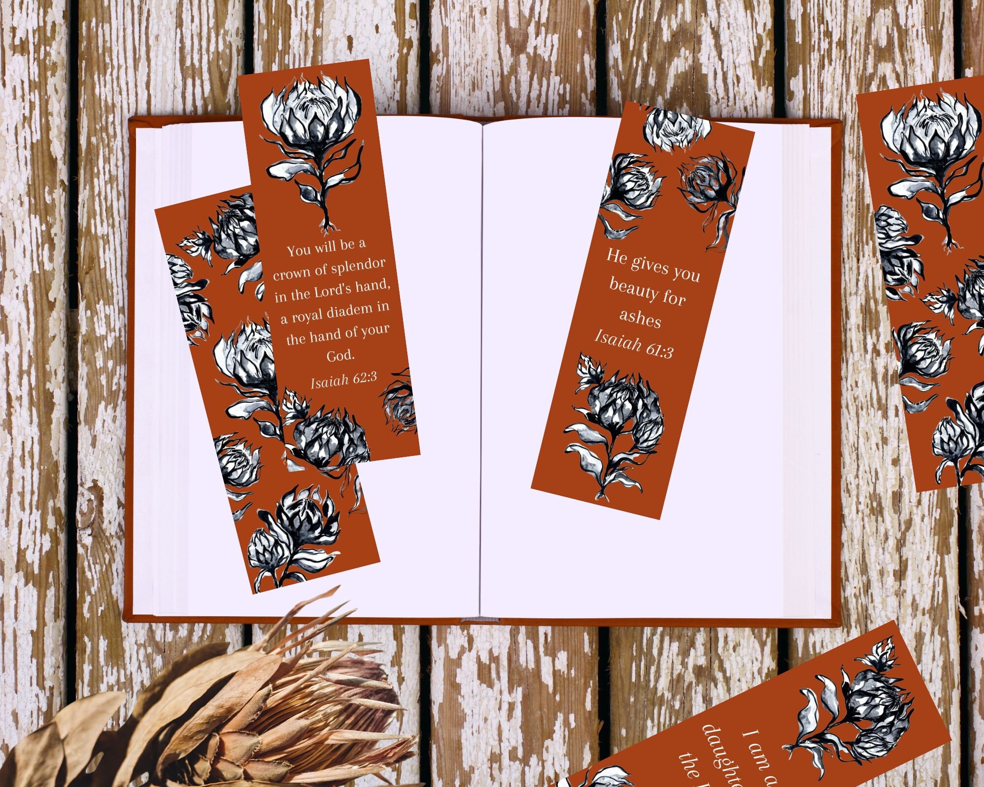 Printable Protea Themed Bookmarks Set of 5 - Etsy