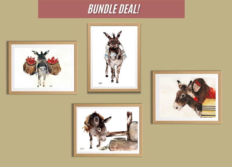 Donkey Digital Watercolour Art Print Bundle - Etsy
