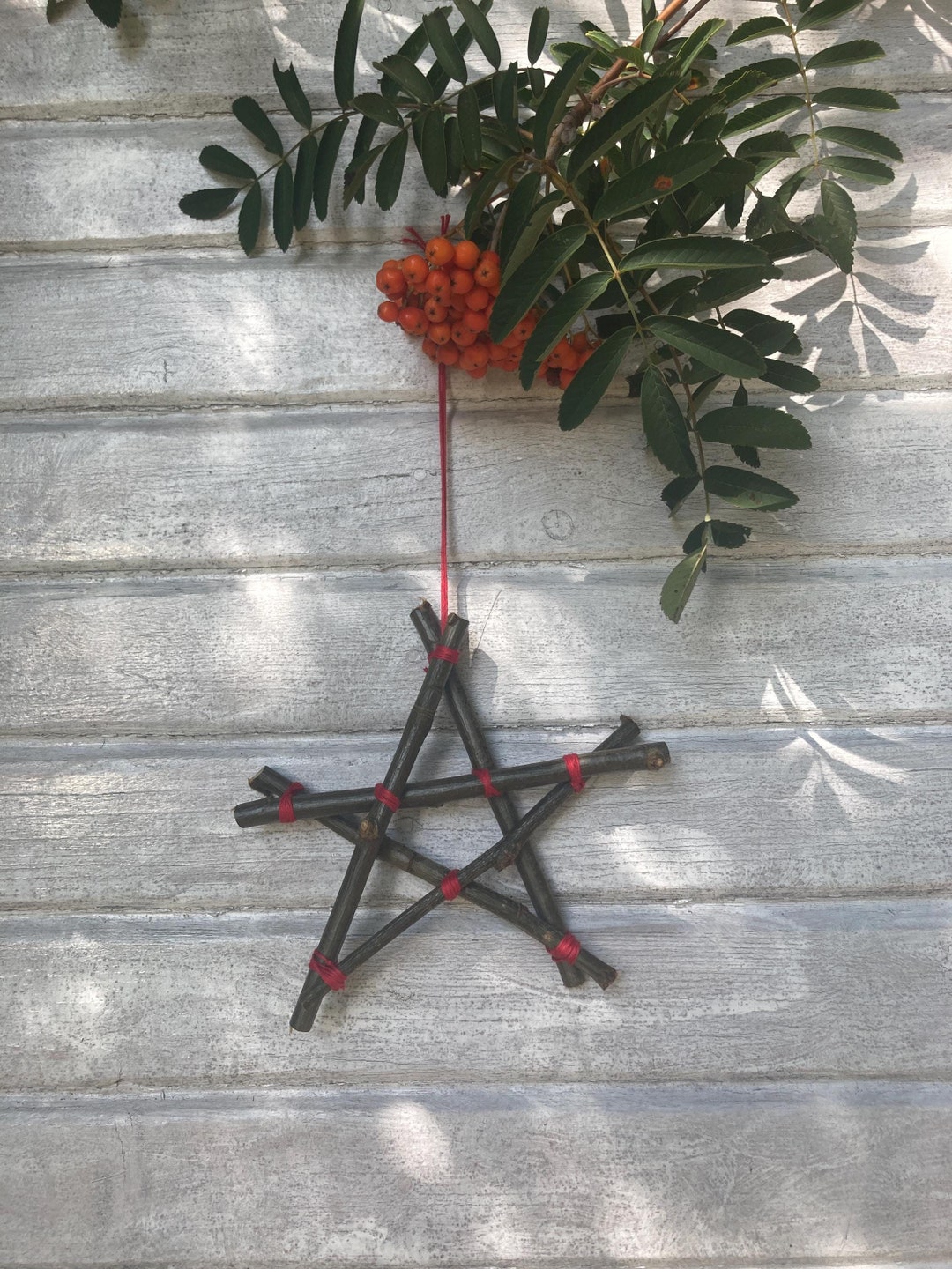 Handmade Rowan Tree Branch Protection Amulet - 7 Inch (17cm) - Red ...