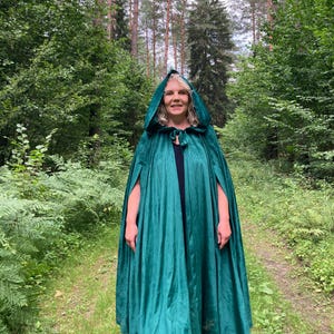 Forest Green Velvet Hooded Cloak - Full Circle Cape for Women - Elven ...