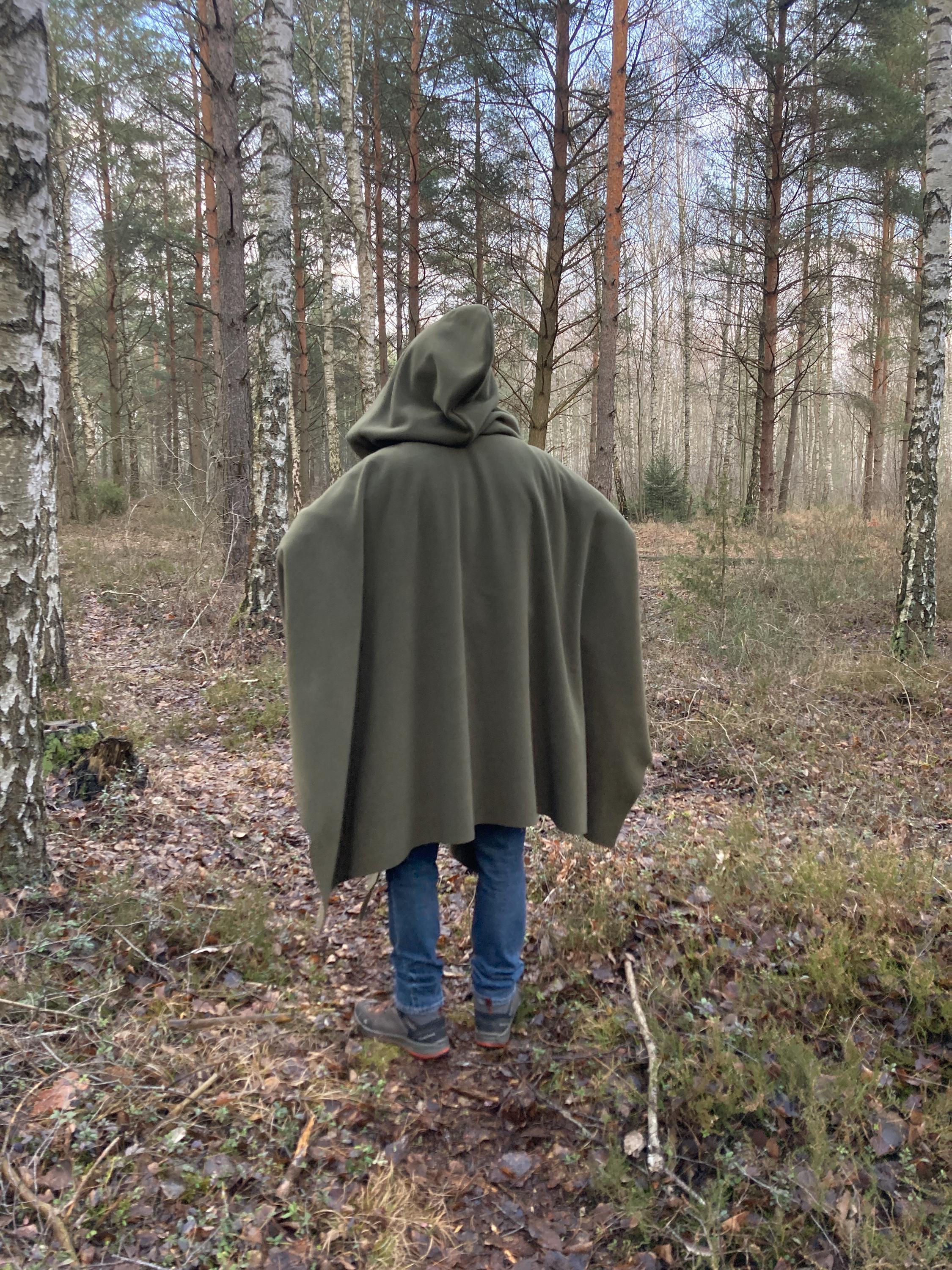 Medieval Fantasy Cloak With Hood, Khaki Green Fleece Cape for LARP ...