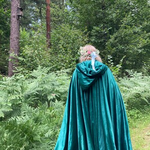 Forest Green Velvet Hooded Cloak - Full Circle Cape for Women - Elven ...