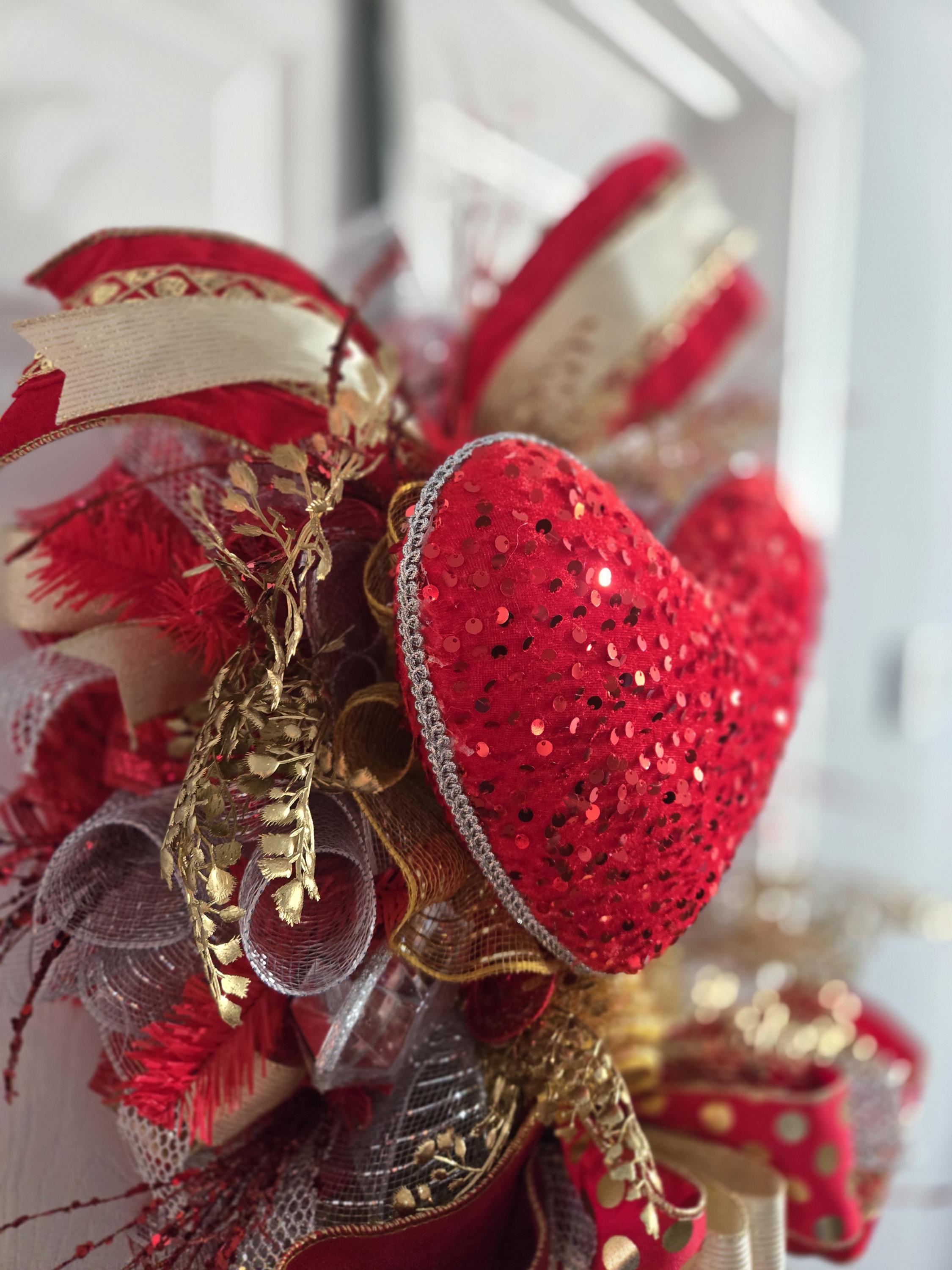 Valentine's Day Luxury Swag With Glittering Sequin Heart - Etsy