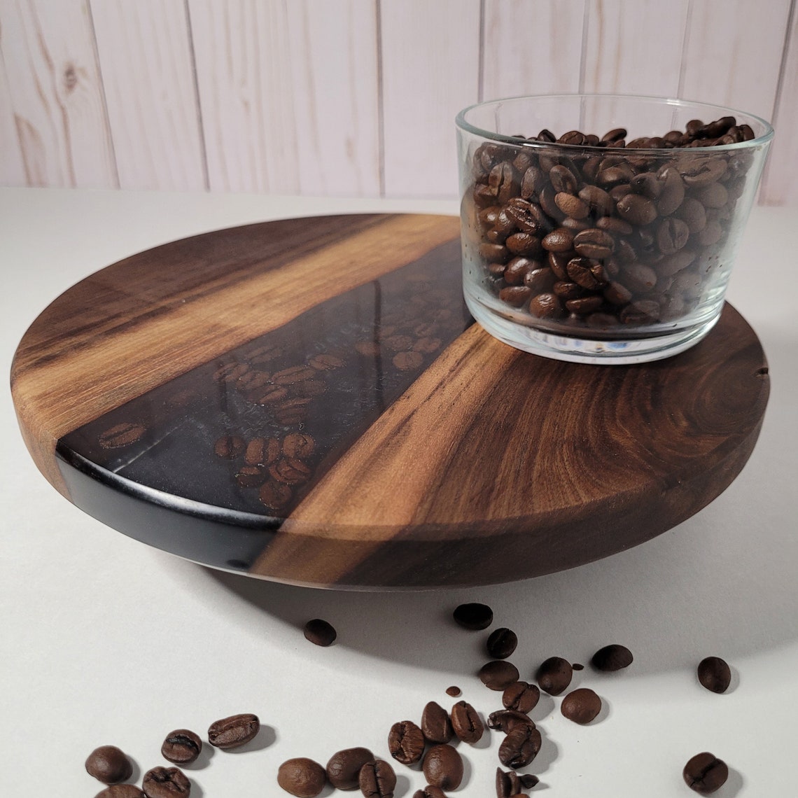 Small Lazy Susan With Live Edge Walnut and Epoxy Resin / Small Lazy ...