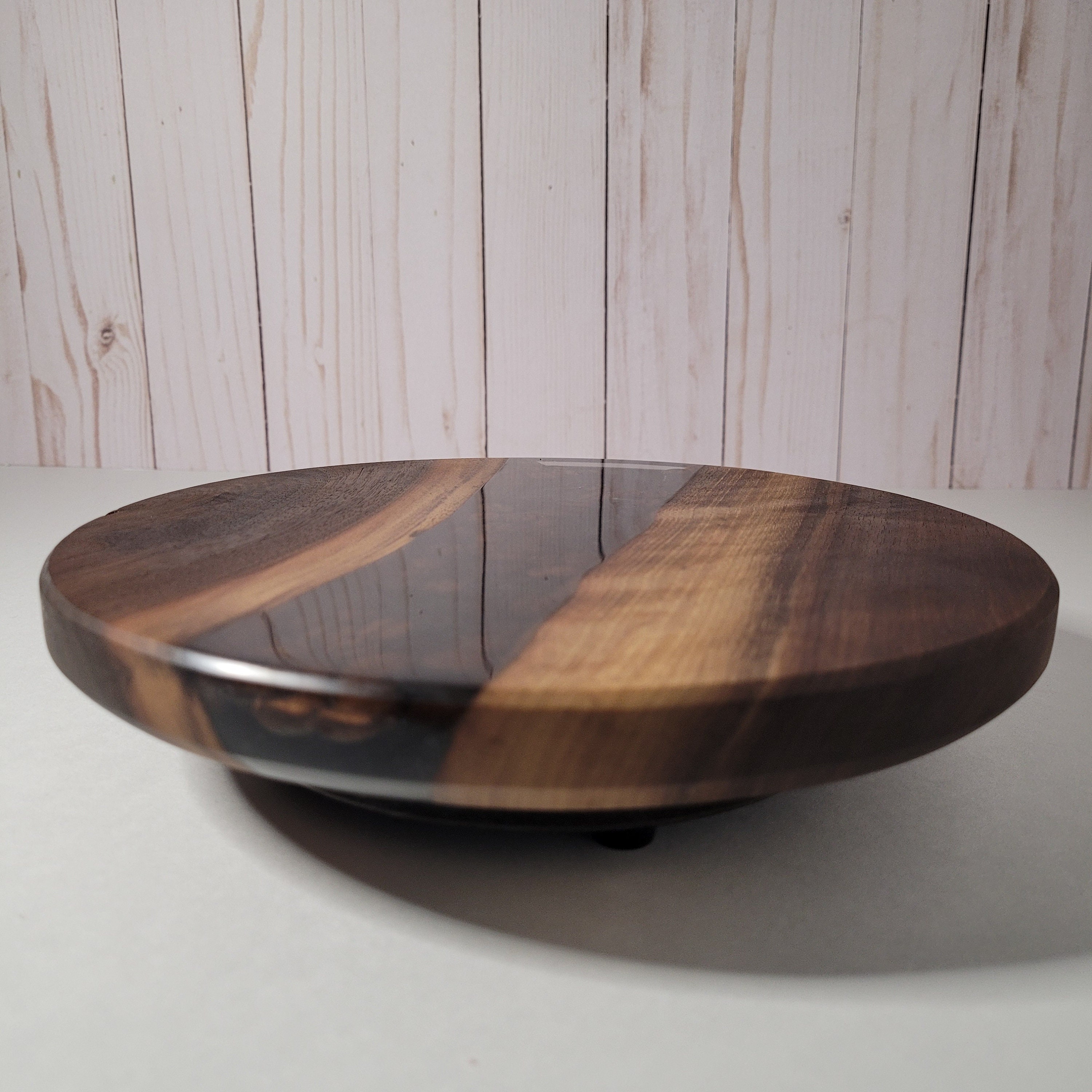 Small Lazy Susan With Live Edge Walnut and Epoxy Resin / Small Lazy ...