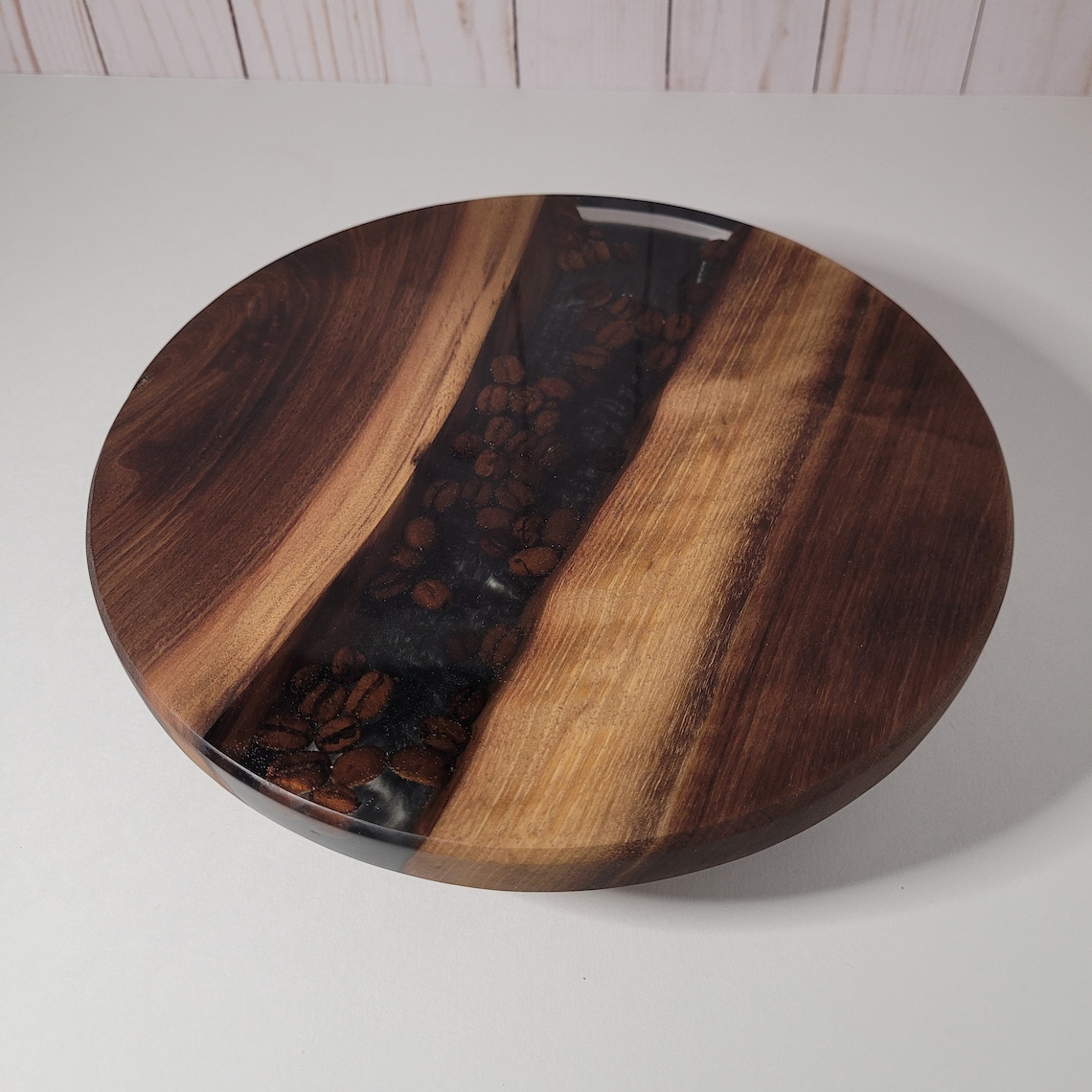 Small Lazy Susan With Live Edge Walnut and Epoxy Resin / Small Lazy ...