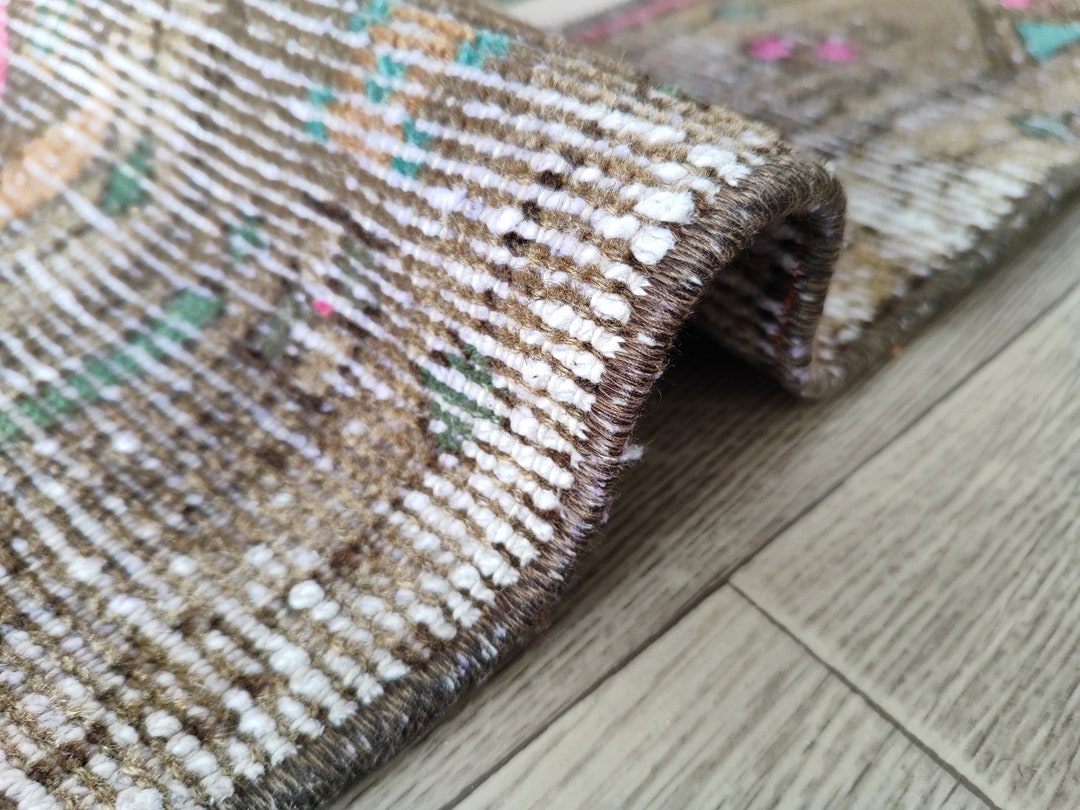 2x9 Brown Red Pink White Green Turkish Runner,2x9 Vintage Runner Rug ...
