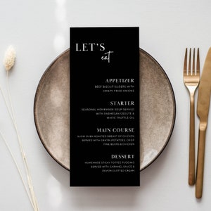 Wedding Menu Template | Modern Monochrome Wedding Menu Template ...