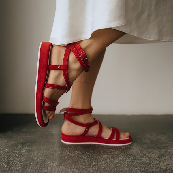 Red Sandals - Etsy