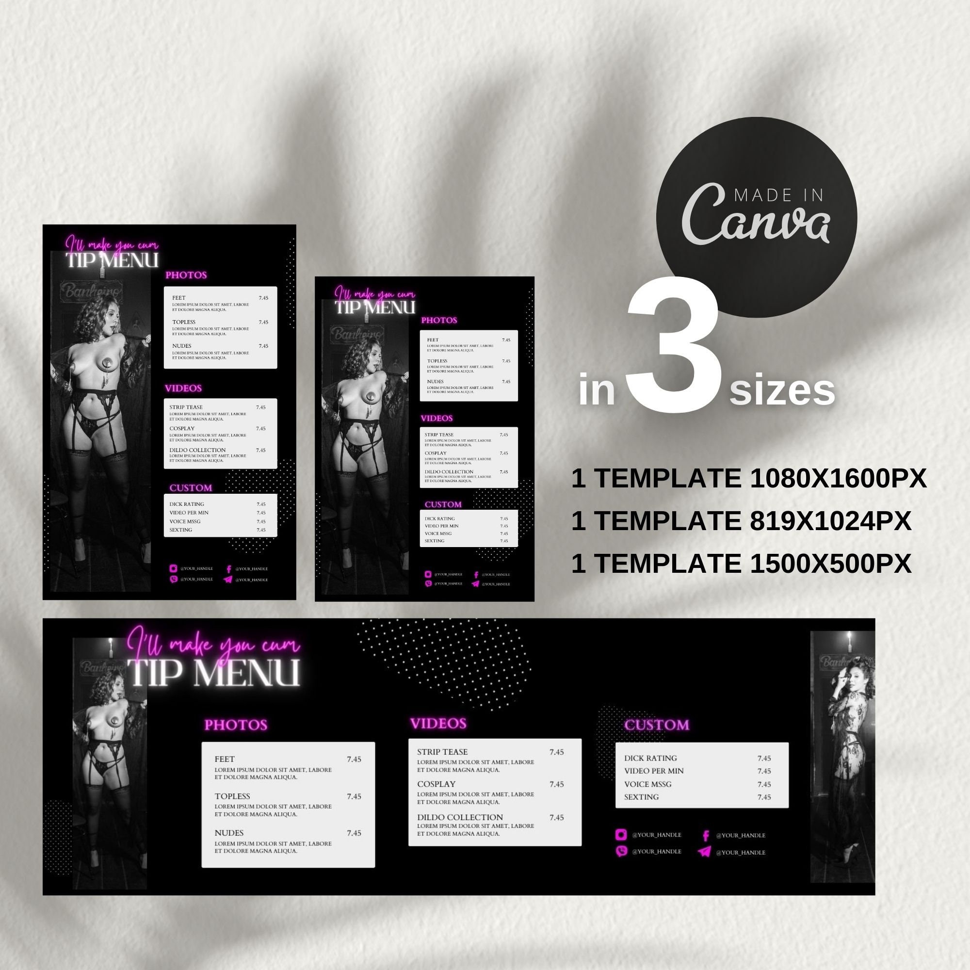 Onlyfans Tip Menu Editable Template Tip Menu Templates, Fansly Template ...