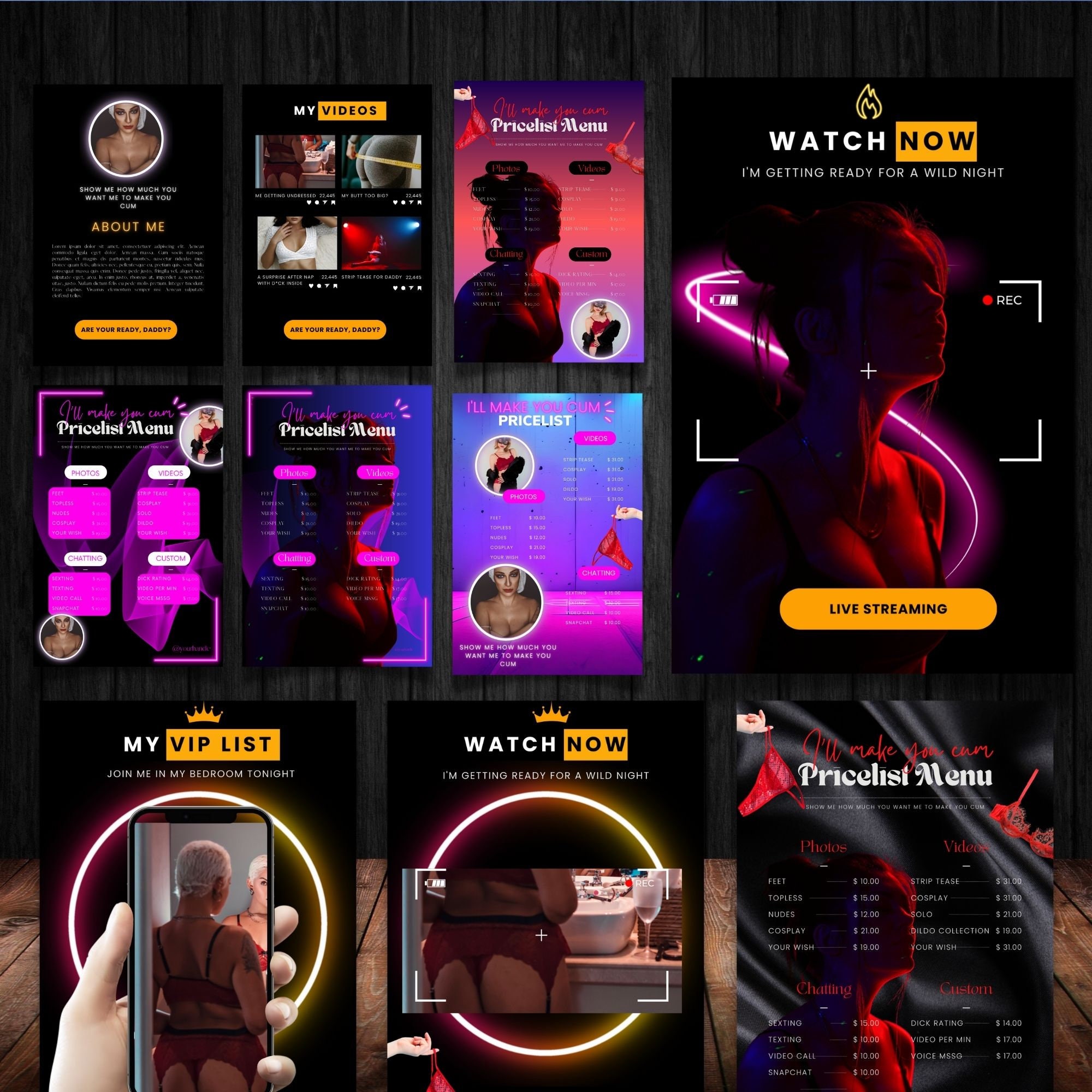 Onlyfans Tip Menu | Adult Creator List | Camming, Cam Girl | Findom Onlyfans | Editable Template ...