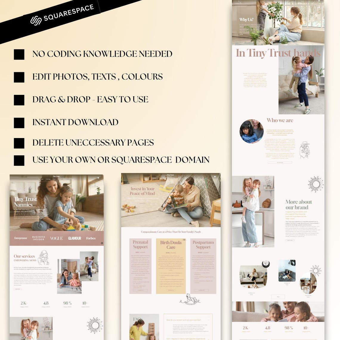 Babysitter Website Squarespace Template 71, Nanny Squarespace Website ...
